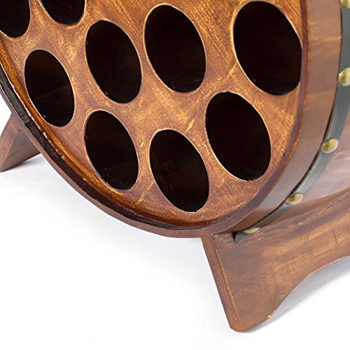 Vintiquewise Wooden Stackable Round Shaped Wine Barrel Wine Rack, 1 Rack