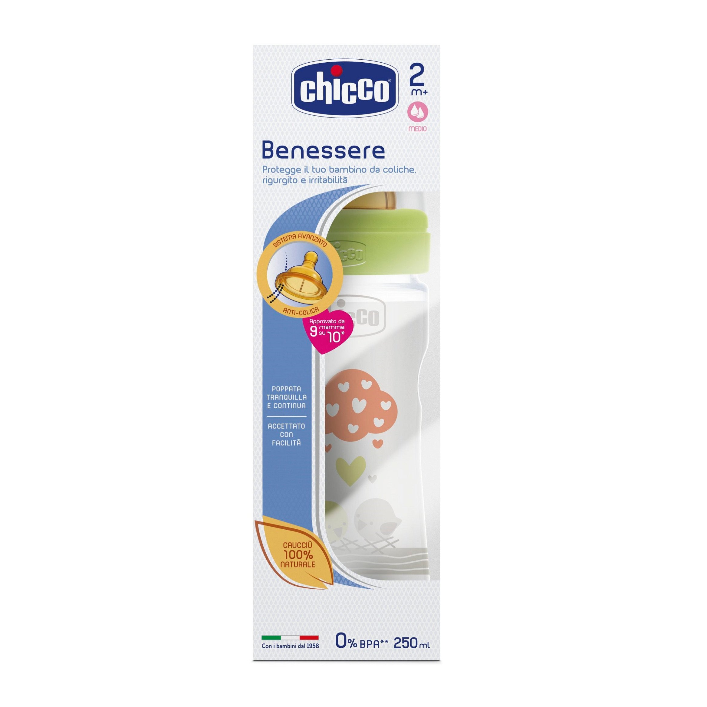 Chicco Feeding Bottle Well-being And Rubber Polypropylene ML Unisex Medium 250ml