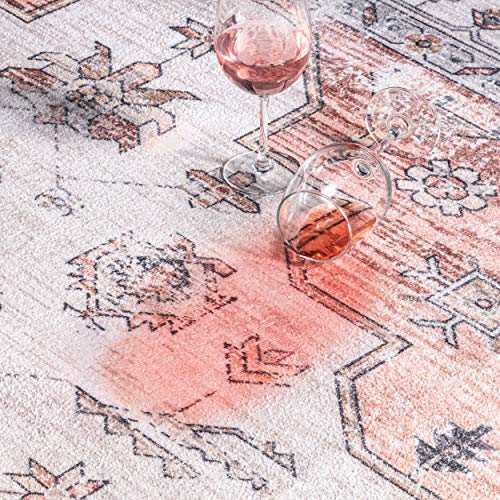 nuLOOM Brielle Machine Washable Vintage Medallion Area Rug, 4' x 6', Grey