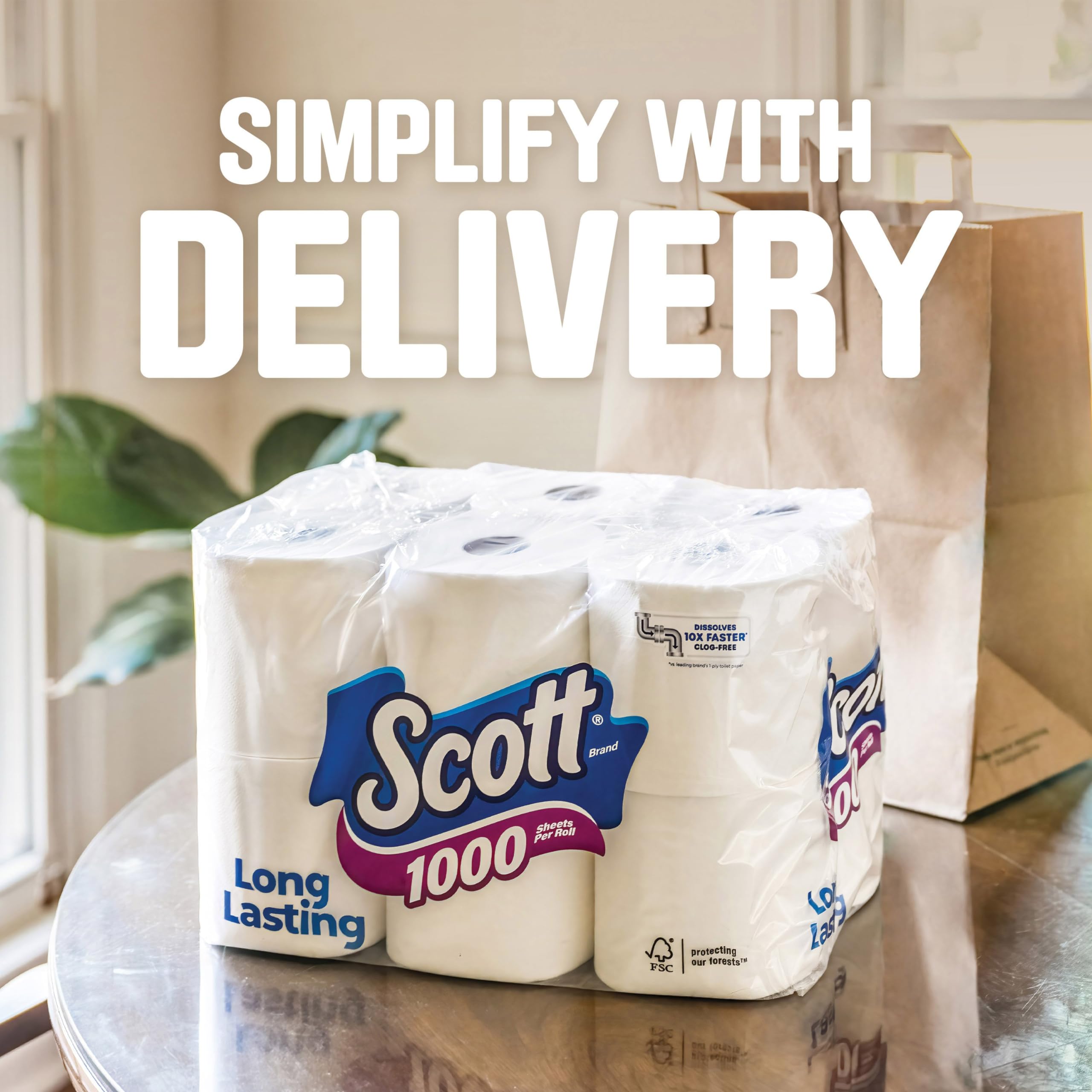 Scott 1000 Sheets Per Roll, 8 Toilet Paper Rolls, Bath Tissue