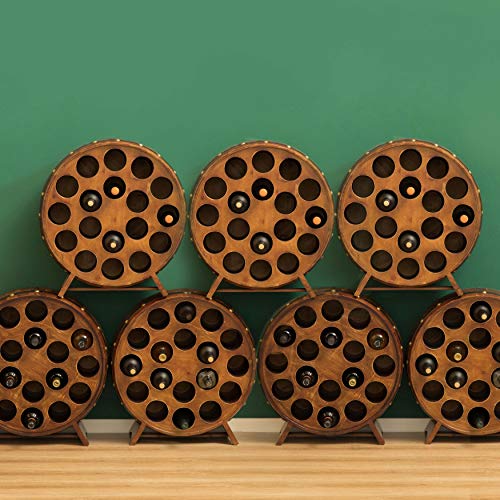 Vintiquewise Wooden Stackable Round Shaped Wine Barrel Wine Rack, 1 Rack