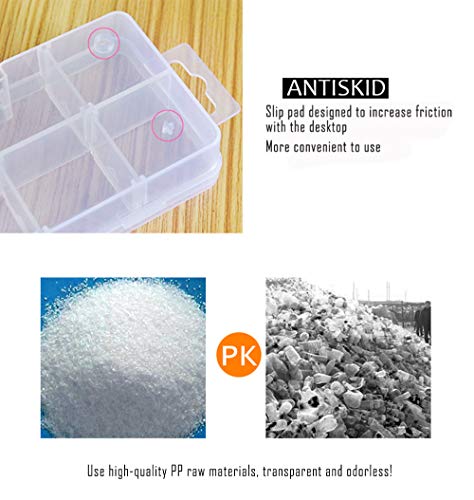 8 Grids Portable Plastic Organizer Container Storage Box,with Adjustable Grid (Thicker 2 pcs)
