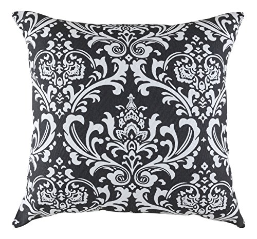 TreeWool Damask Accent Fall Winter 18x18 Set of 2 Decorative Throw Pillow Covers 100% Cotton Home Decor Pillowcases for Sofa Couch (Black)