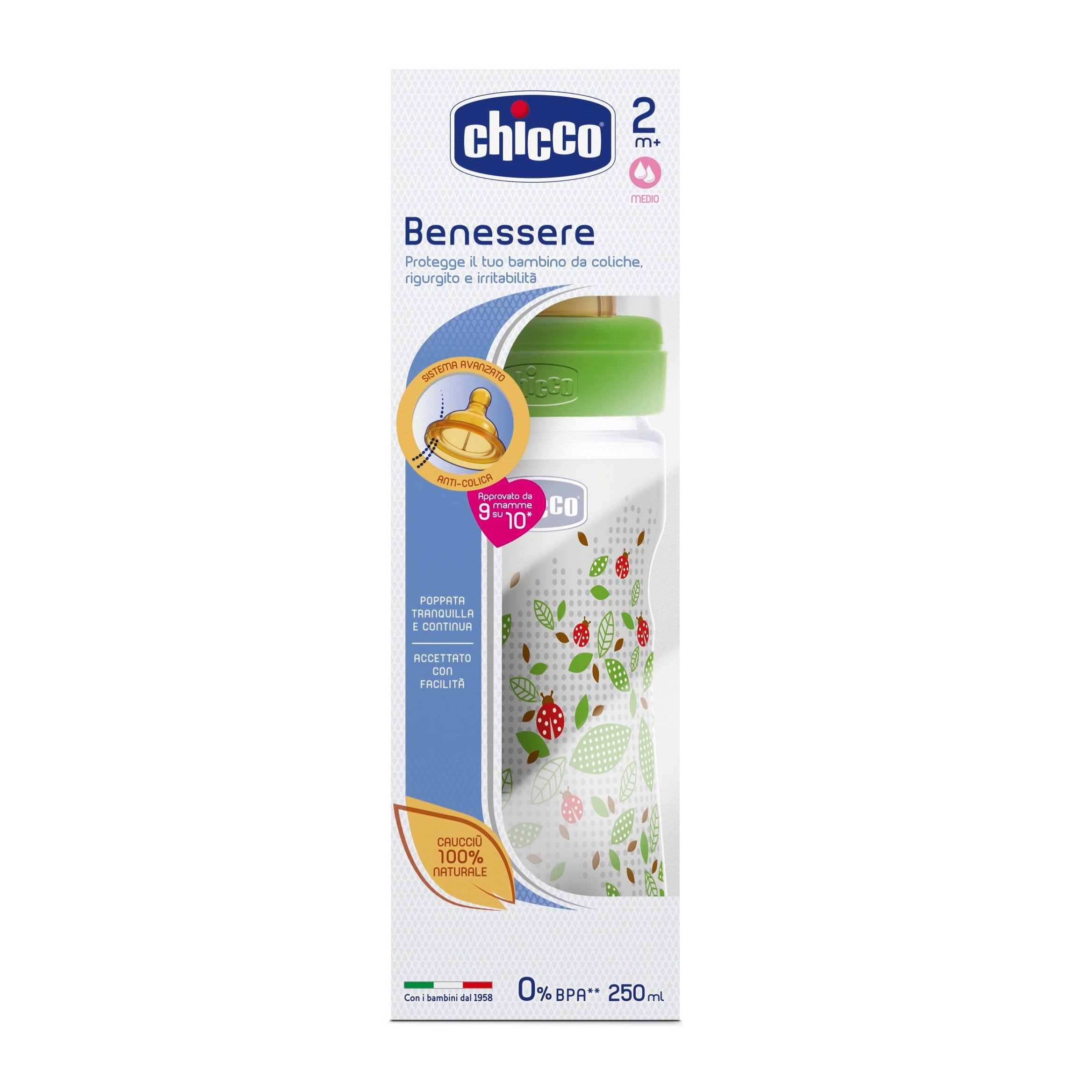 Chicco Feeding Bottle Well-being And Rubber Polypropylene ML Unisex Medium 250ml