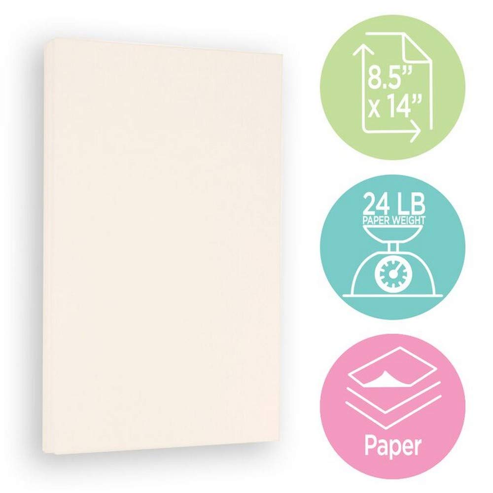 JAM PAPER Legal Strathmore 24lb Paper - 90 gsm - 8.5 x 14 - Nautral White Wove - 100 Sheets/Ream