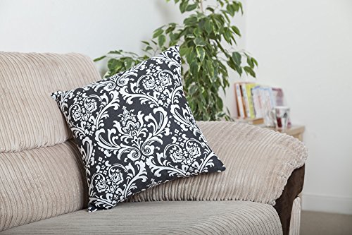 TreeWool Damask Accent Fall Winter 18x18 Set of 2 Decorative Throw Pillow Covers 100% Cotton Home Decor Pillowcases for Sofa Couch (Black)