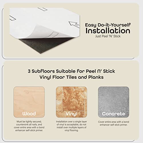 Vinyl Peel and Stick Floor Tile, Self-Adhesive Wood Plank, 10-Pack (15 Square Feet) - 6 Inch Width, 36 Inch Length, 1.2mm - Saddle - Easy DIY Nexus Planks for Any Room by Achim Home Decor