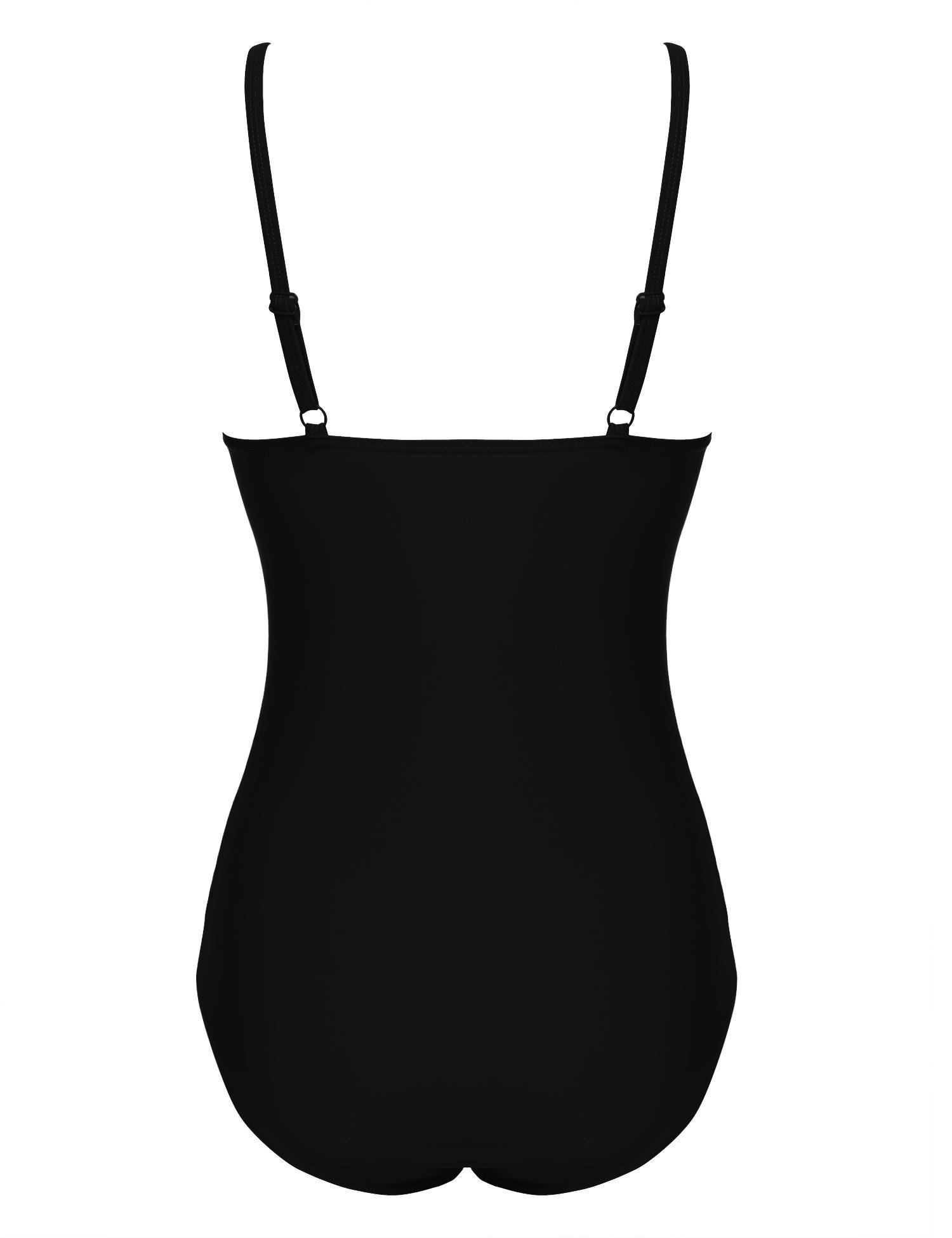 Ekouaer Pin Up Swimsuit One Piece for women Vintage Monokinis Swimwear Black X-Large