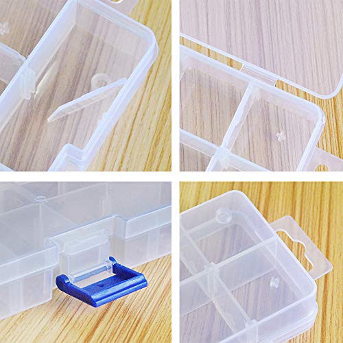 8 Grids Portable Plastic Organizer Container Storage Box,with Adjustable Grid (Thicker 2 pcs)