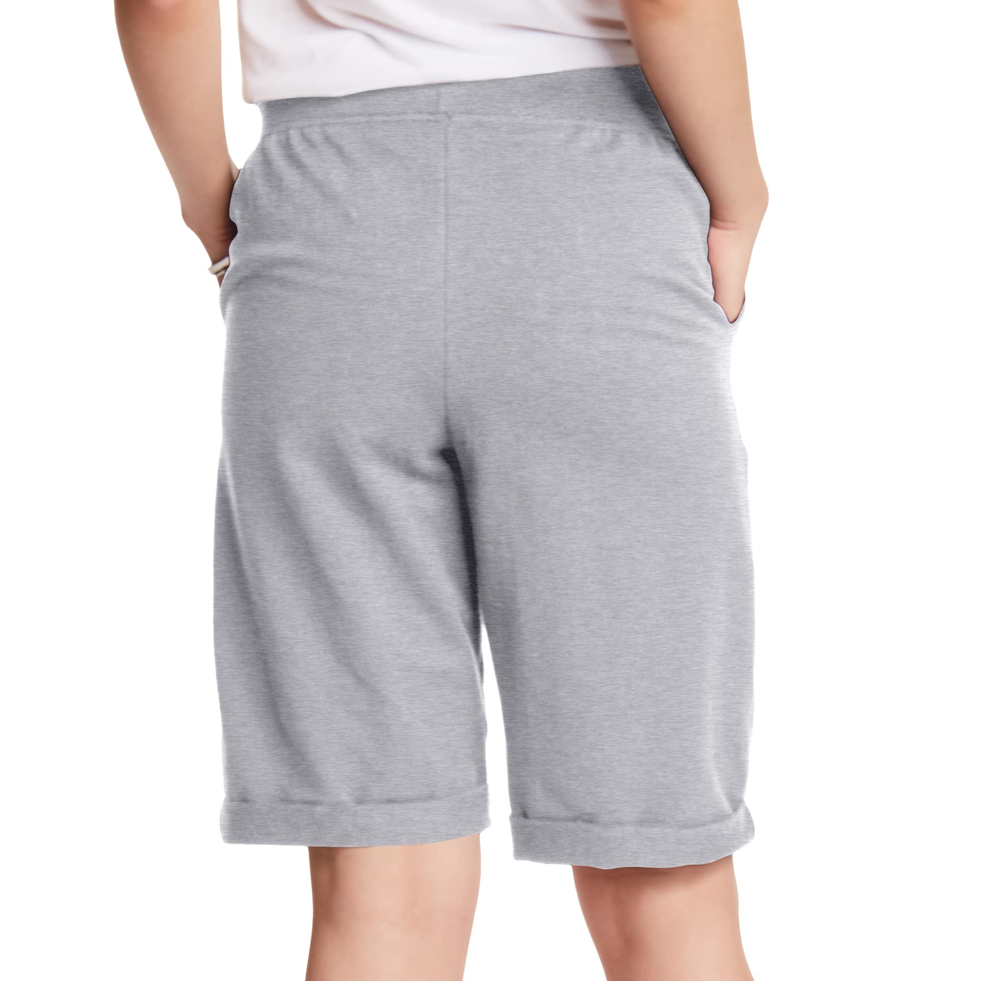 Hanes Women's French Terry Bermuda Short, Light Steel, Large