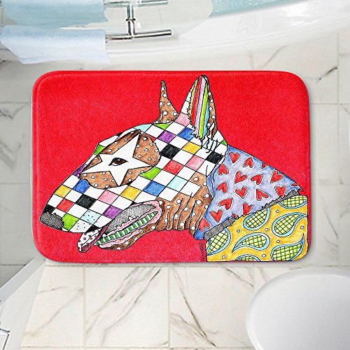 Dia Noche Designs, Bath and Kitchen Floor Mats, Small 24 x 17 in, MFBM-MarleyUngaroBullTerRed1