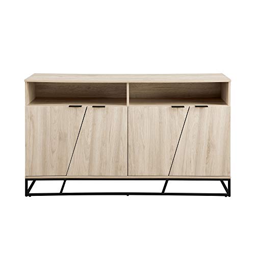Walker Edison Bristol Angled 4 Door-Sideboard for TVs up to 65 Inches, 58 Inch, Birch