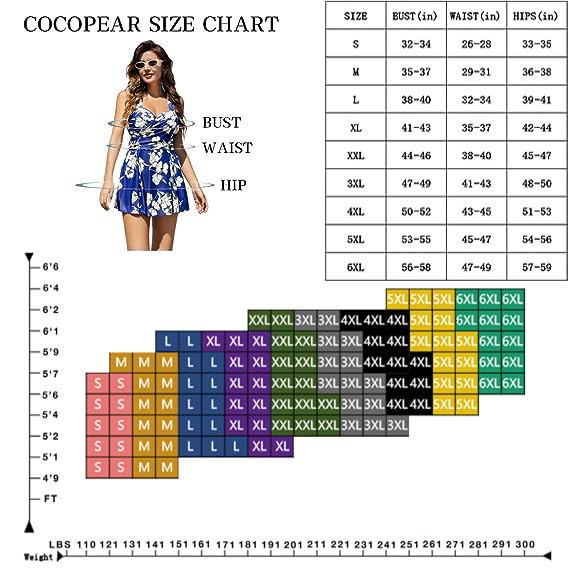 COCOPEAR Women's Elegant Crossover One Piece Swimdress Floral Skirted Swimsuit Black 3XL/16-18