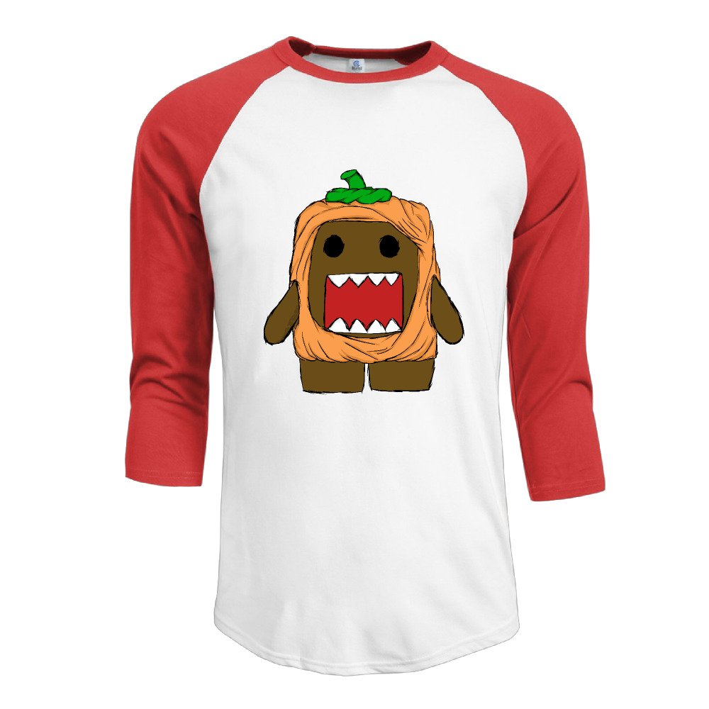 Mens Cute Funny Pumpkin Domo-kun 3/4 Sleeve Raglan Tee/t-shirt Red XX-Large