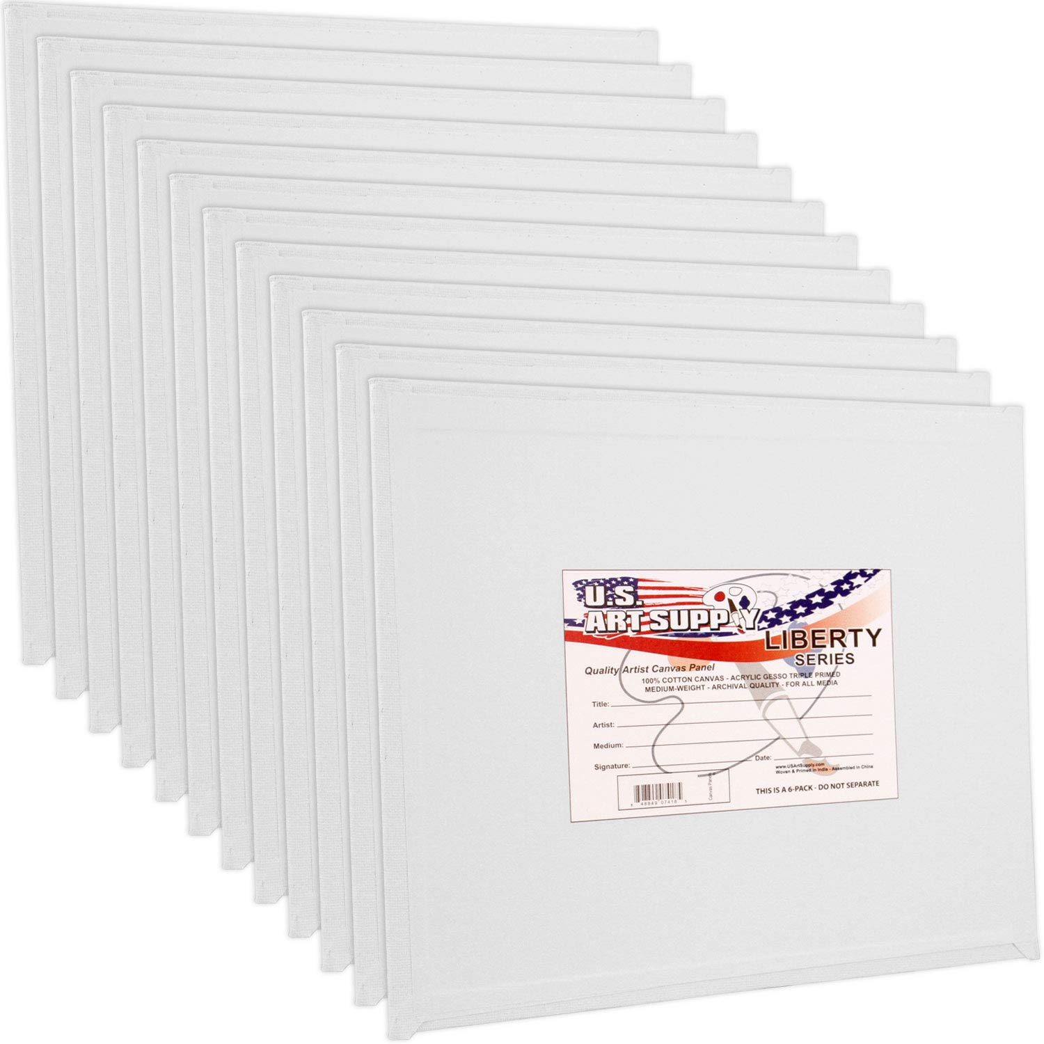 US Art Supply 12 X 12 inch Professional Artist Quality Acid Free Canvas Panel Boards for Painting 12-Pack (1 Full Case of 12 Single Canvas Board Panels)