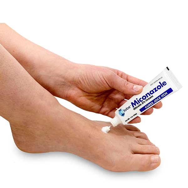 Globe Miconazole Nitrate 2% Antifungal Cream 1 oz, Cures Most Athletes Foot, Jock Itch, Ringworm and More. Compare to the Leading Name Brand