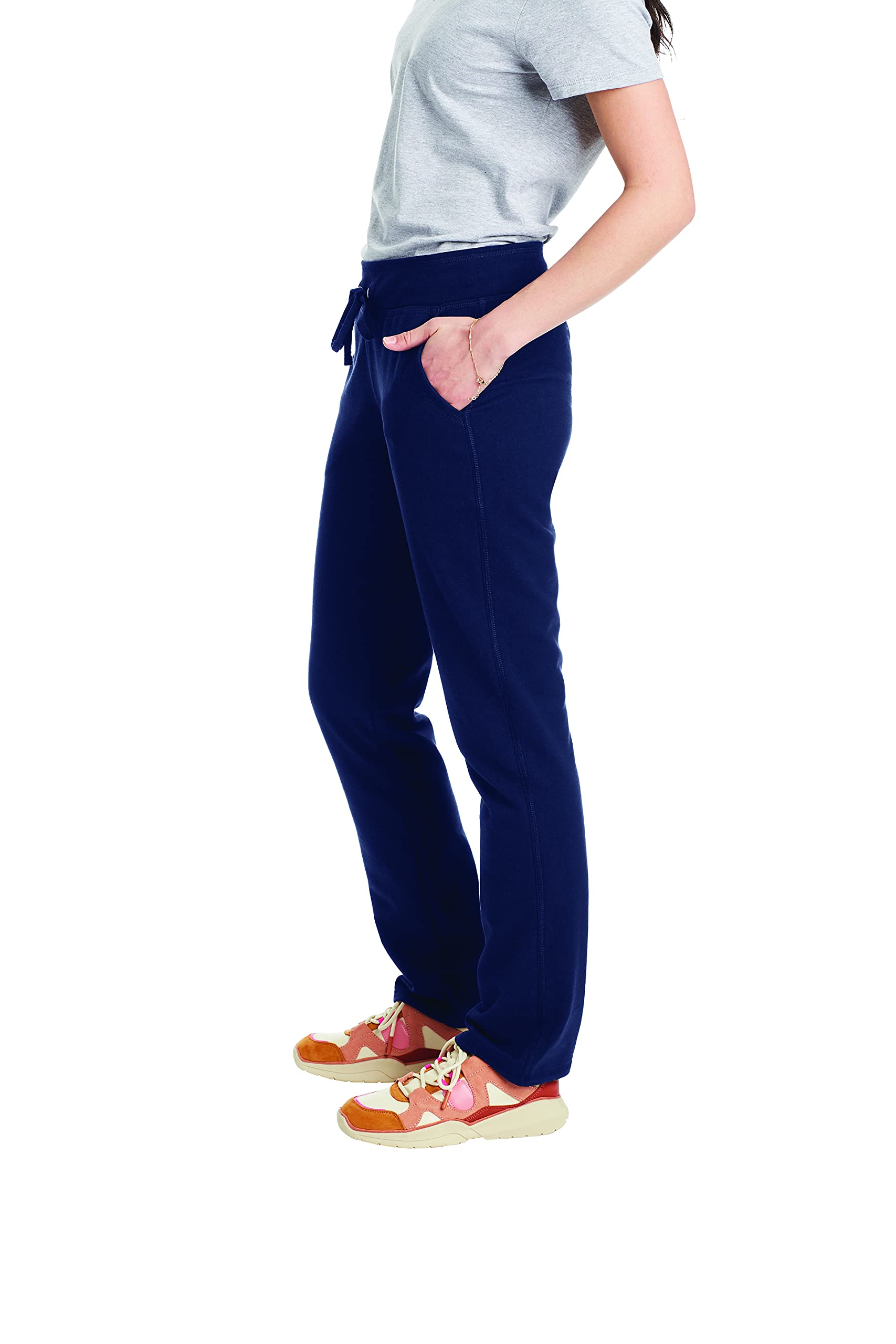 Hanes Women's French Terry Pant, Navy, Large