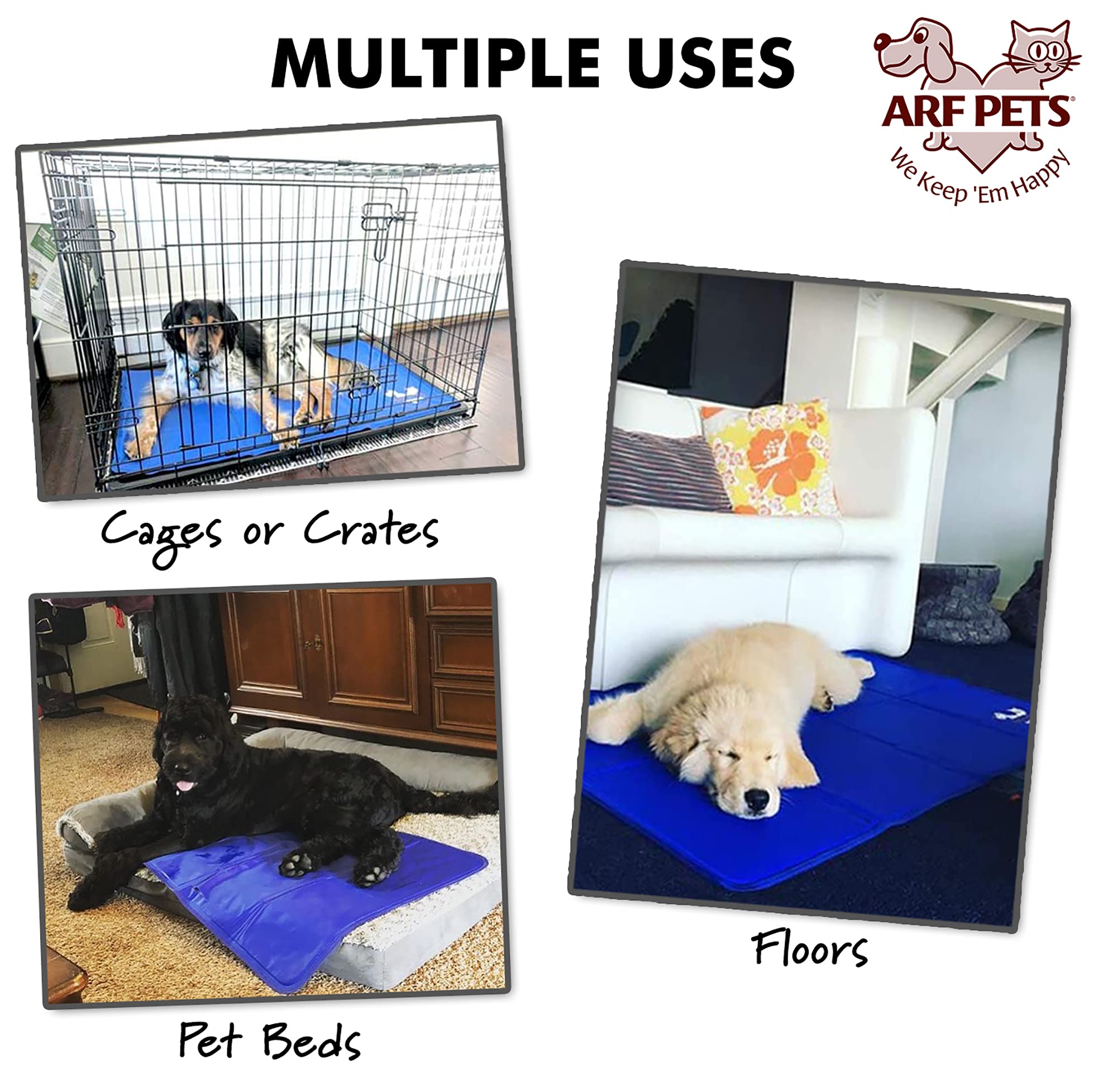 Arf Pets Dog Cooling Mat 35” x 55” Pad for Kennels, Crates & Beds, Non-Toxic, Solid Self Cooling Gel .No Fridge or Electricity Needed