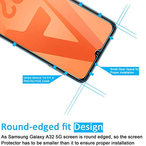 NEW'C [3 Pack] Designed for Samsung Galaxy A32 5G Screen Protector Tempered Glass, Case Friendly Ultra Resistant