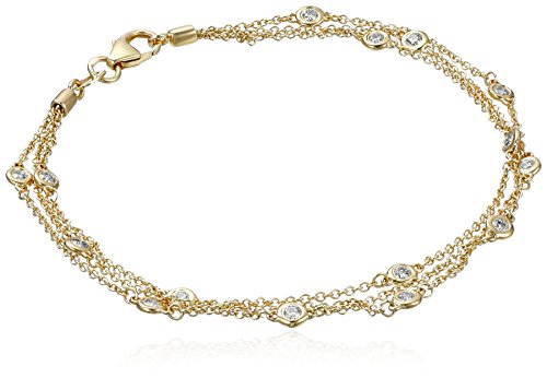Amazon Essentials 14k Yellow Gold Floating Diamond Strand Bracelet (1/2 cttw, K-L Color, I1-I2 Clarity), 7", (previously Amazon Collection)