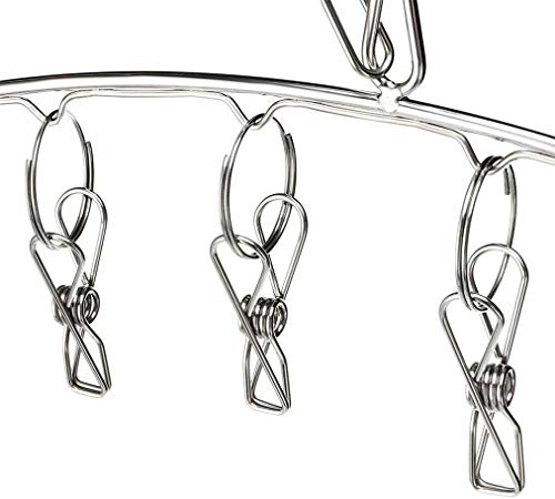 Magik Stainless Steel Laundry Drying Rack Clothes Socks Hanger w/ 10 Clips(3 Pack)