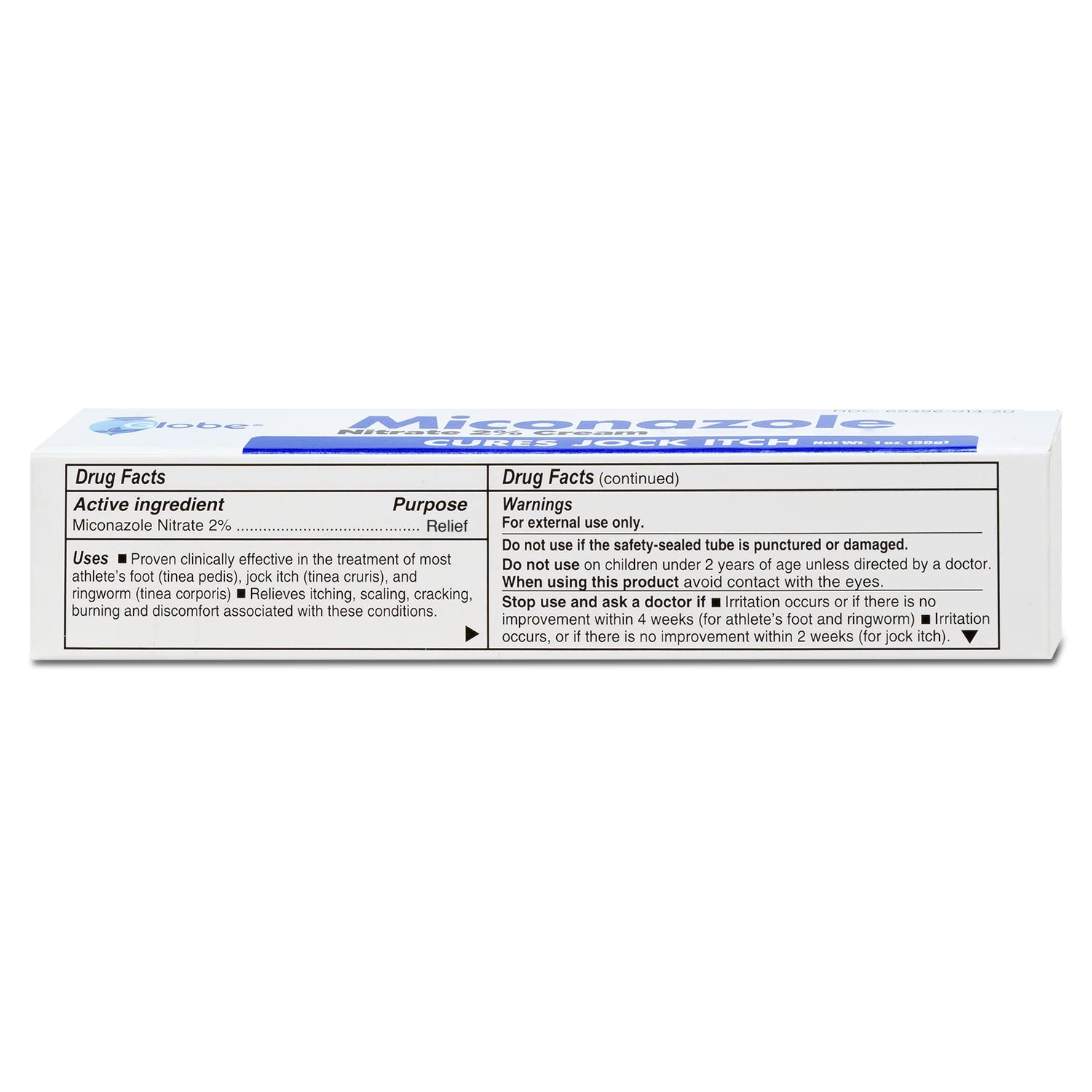 Globe Miconazole Nitrate 2% Antifungal Cream 1 oz, Cures Most Athletes Foot, Jock Itch, Ringworm and More. Compare to the Leading Name Brand