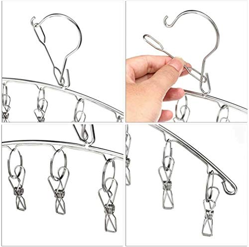 Magik Stainless Steel Laundry Drying Rack Clothes Socks Hanger w/ 10 Clips(3 Pack)