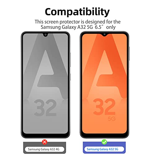 NEW'C [3 Pack] Designed for Samsung Galaxy A32 5G Screen Protector Tempered Glass, Case Friendly Ultra Resistant