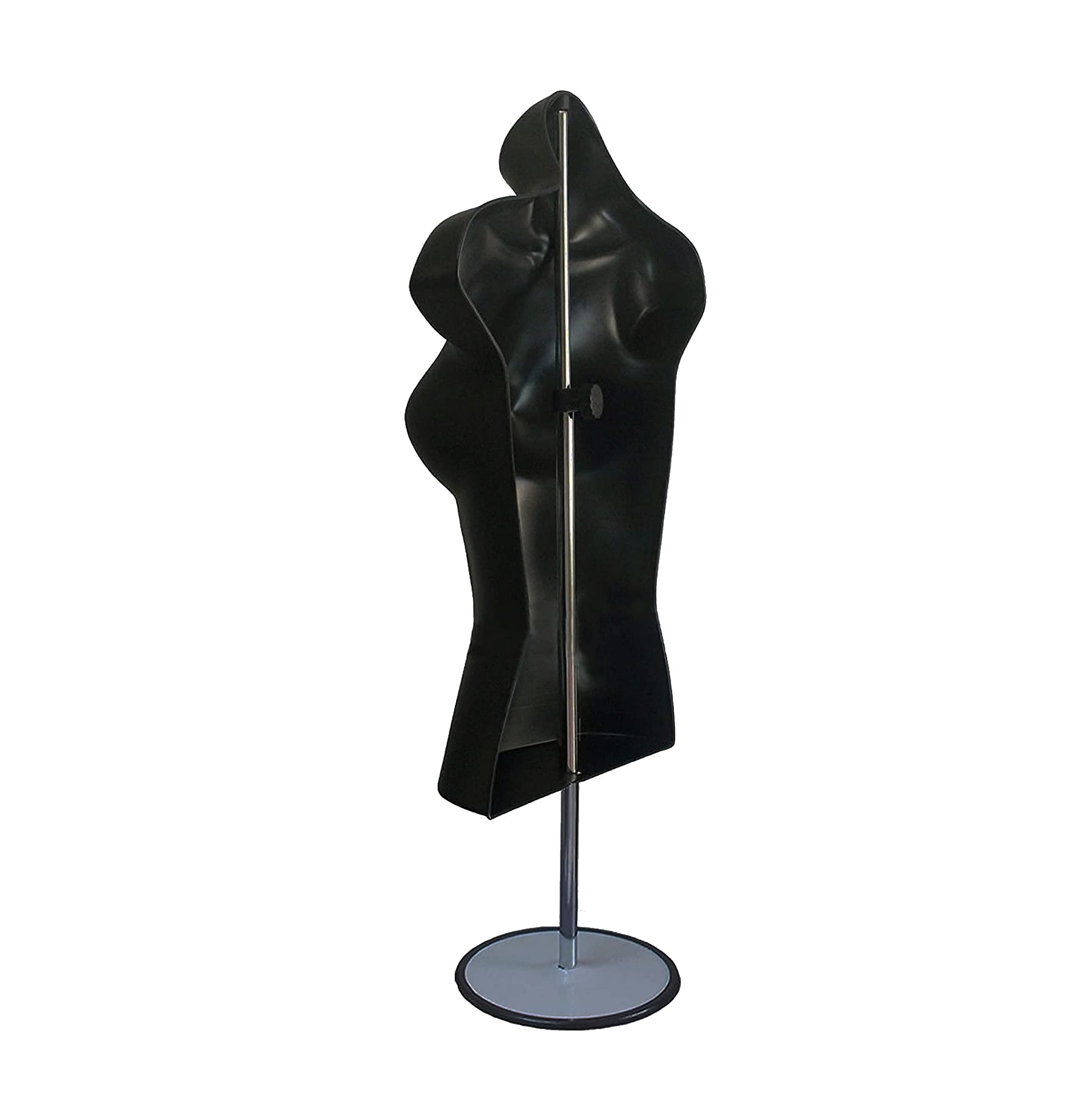 DisplayTown Black Male and Female Mannequin Torso with Metal Stand Hollow Back Body Stackable Dress Form for Tshirt Display, Countertop, Craft Shows, Photos and Design, S-M Clothing Size