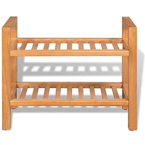 YUUIKLLE Shoe Rack with 2 Shelves,wooden shoe rack for entryway,Storage Organizer, Entryway Organizer, Hallway or Living Room,Solid Oak Wood