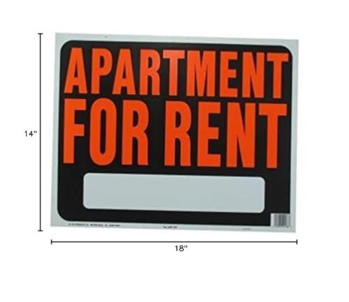 HY-KO Products SP-117 Apartment for Rent Jumbo Plastic Sign, 14" x 18", Orange/Black