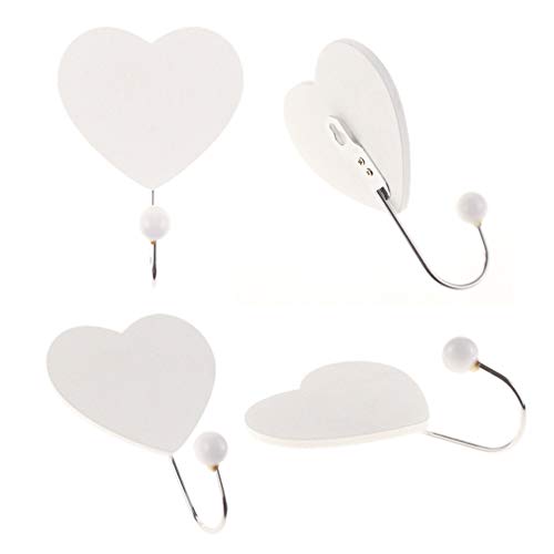 BESPORTBLE 2pcs Heart Shaped Wall Hook Coat Hooks Wall Mounted Coat Rack Closet Hooks Door Hook Hanger Home Organizer White