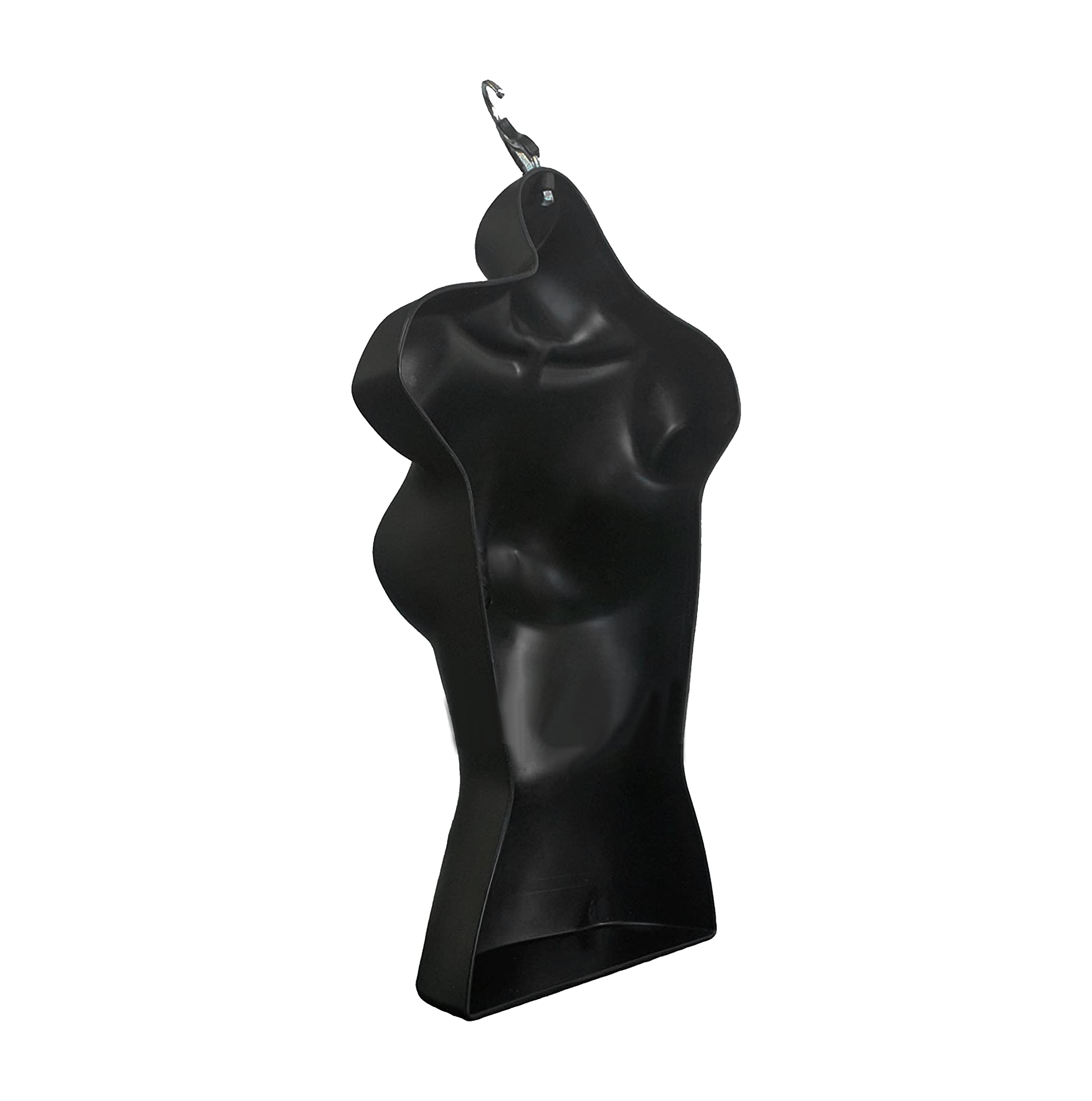 DisplayTown Black Male and Female Mannequin Torso with Metal Stand Hollow Back Body Stackable Dress Form for Tshirt Display, Countertop, Craft Shows, Photos and Design, S-M Clothing Size