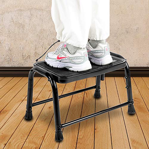 Leekpai Step Stool with Handle for Adults,Seniors Heavy Duty Holds 330 lbs.Stepping Stool for Elderly Adults, Attractive Black for Kitchen
