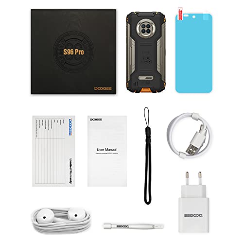 DOOGEE Rugged Phone Unlocked S96 Pro 8GB+128GB Infrared Night Vision Helio G90 Octa Core Waterproof Android Phone, 48MP+20MP, 6.22" + Global 4G LTE GSM AT&T T-Mobile Dual SIM Phone 6350mAh(Orange)