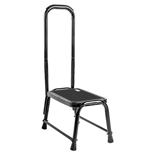 Leekpai Step Stool with Handle for Adults,Seniors Heavy Duty Holds 330 lbs.Stepping Stool for Elderly Adults, Attractive Black for Kitchen
