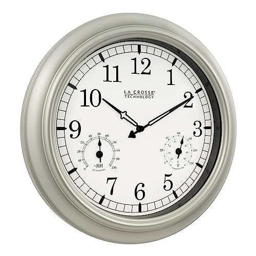La Crosse Technology WT-3181PL-Q Quartz Indoor/Outdoor Wall Clock, 18"