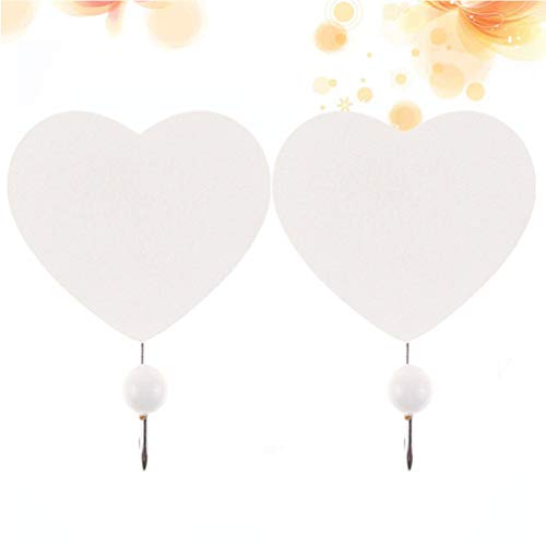 BESPORTBLE 2pcs Heart Shaped Wall Hook Coat Hooks Wall Mounted Coat Rack Closet Hooks Door Hook Hanger Home Organizer White