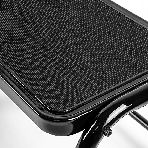 Leekpai Step Stool with Handle for Adults,Seniors Heavy Duty Holds 330 lbs.Stepping Stool for Elderly Adults, Attractive Black for Kitchen
