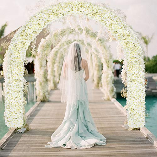 Artflower 2 Pack Artificial Cherry Blossom Garland Hanging Vine Silk Garland Silk Artificial Flower Faux Sakura Garland for Wedding Garden Arch Wall Home Party Decor(White)