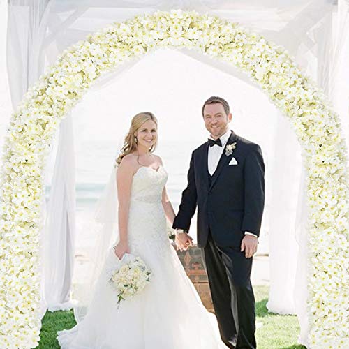 Artflower 2 Pack Artificial Cherry Blossom Garland Hanging Vine Silk Garland Silk Artificial Flower Faux Sakura Garland for Wedding Garden Arch Wall Home Party Decor(White)