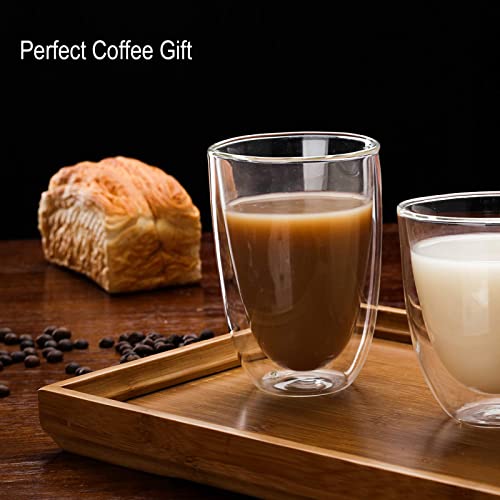 ZHMTang 1 Piece of Double-walled Borosilicate Glass Mug Tumbler for Coffee, Milk, Tea (15 Oz Glass lid)