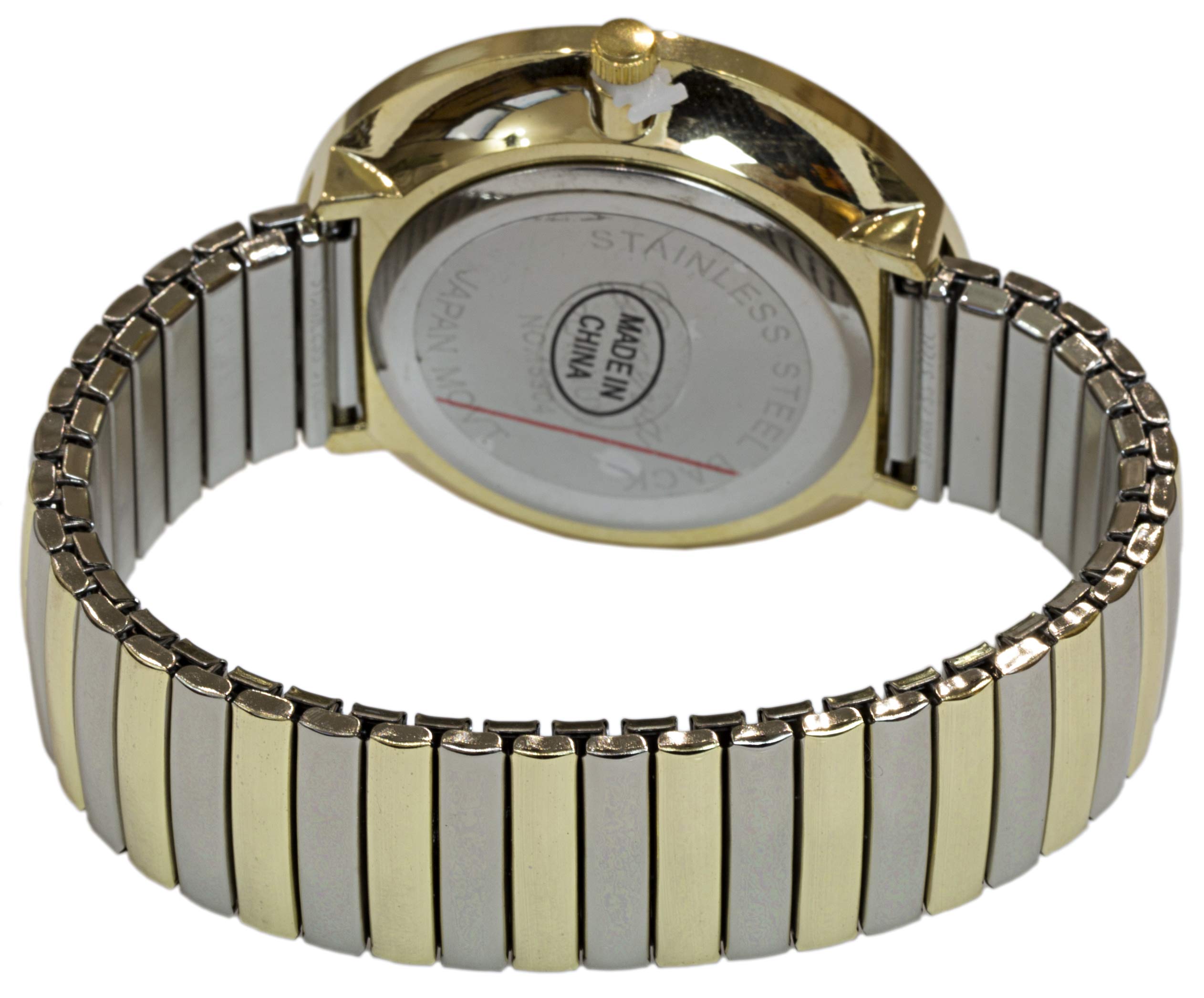 Super Large Face Easy to Read Two-Tone Stretch Band Watch