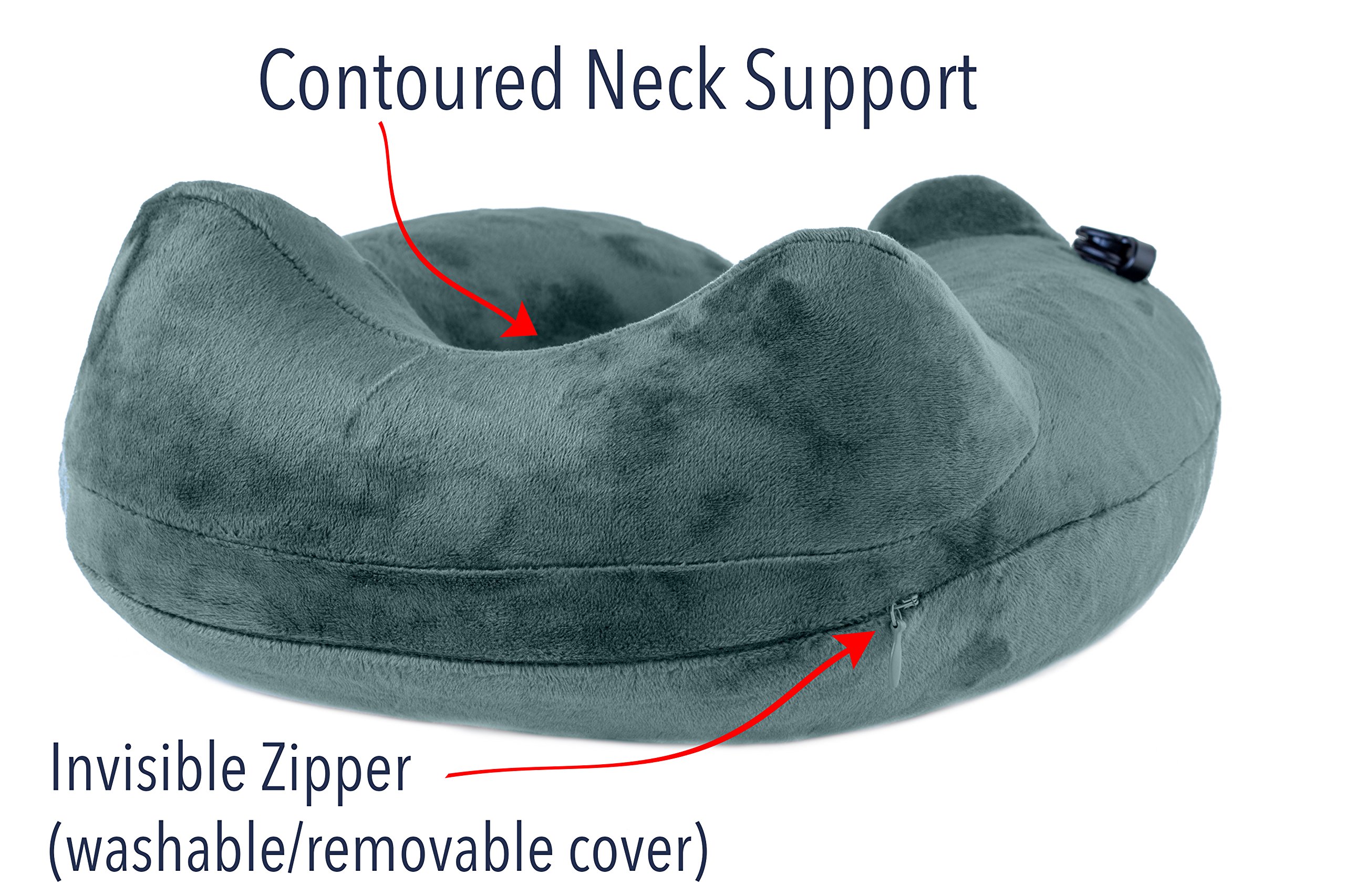 AirComfy Daydreamer Travel Neck Pillow - Self-Inflatable Pillow with Luxuriously Soft Washable Cover and Packsack - Compact and Lightweight Support for Sleeping and Traveling in Airplanes