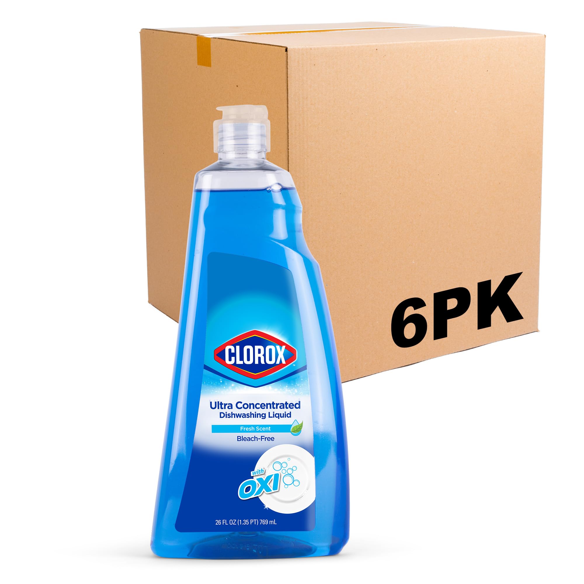 Clorox Liquid Dish Soap | OXY Powered Dishwashing Liquid Cuts Through Tough Grease FAST | Quick Rinsing formula Washes Away Germs | A Powerful Clean You Can Trust, Fresh Scent, 6-Pack