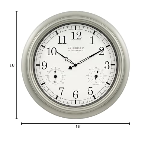 La Crosse Technology WT-3181PL-Q Quartz Indoor/Outdoor Wall Clock, 18"