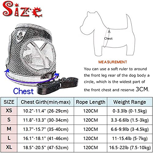 FEimaX No Pull Dog Harness and Leash Set, Soft Mesh Adjustable Lightweight Puppy Harnesses with Reflective Strap, Escape Proof Small Dog Cat Vest for Outdoor Walking