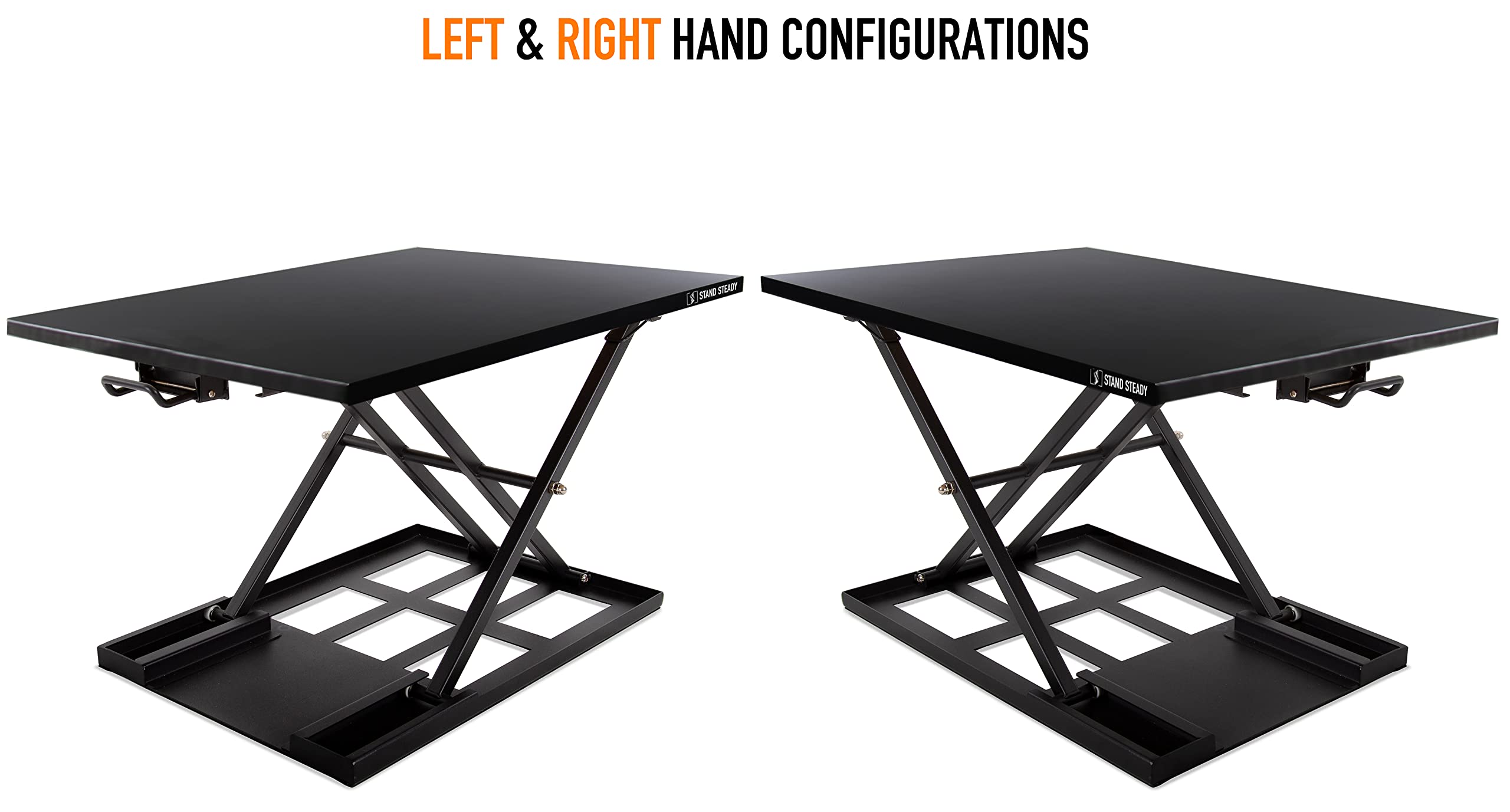 Stand Steady X-Elite Pro, Ergonomic Adjustable Height Standing Desk Converter for Home or Office, Easy Lift Sit to Stand Laptop Desk Riser for Laptop and Computer Monitor (Black, 28in x 20in)