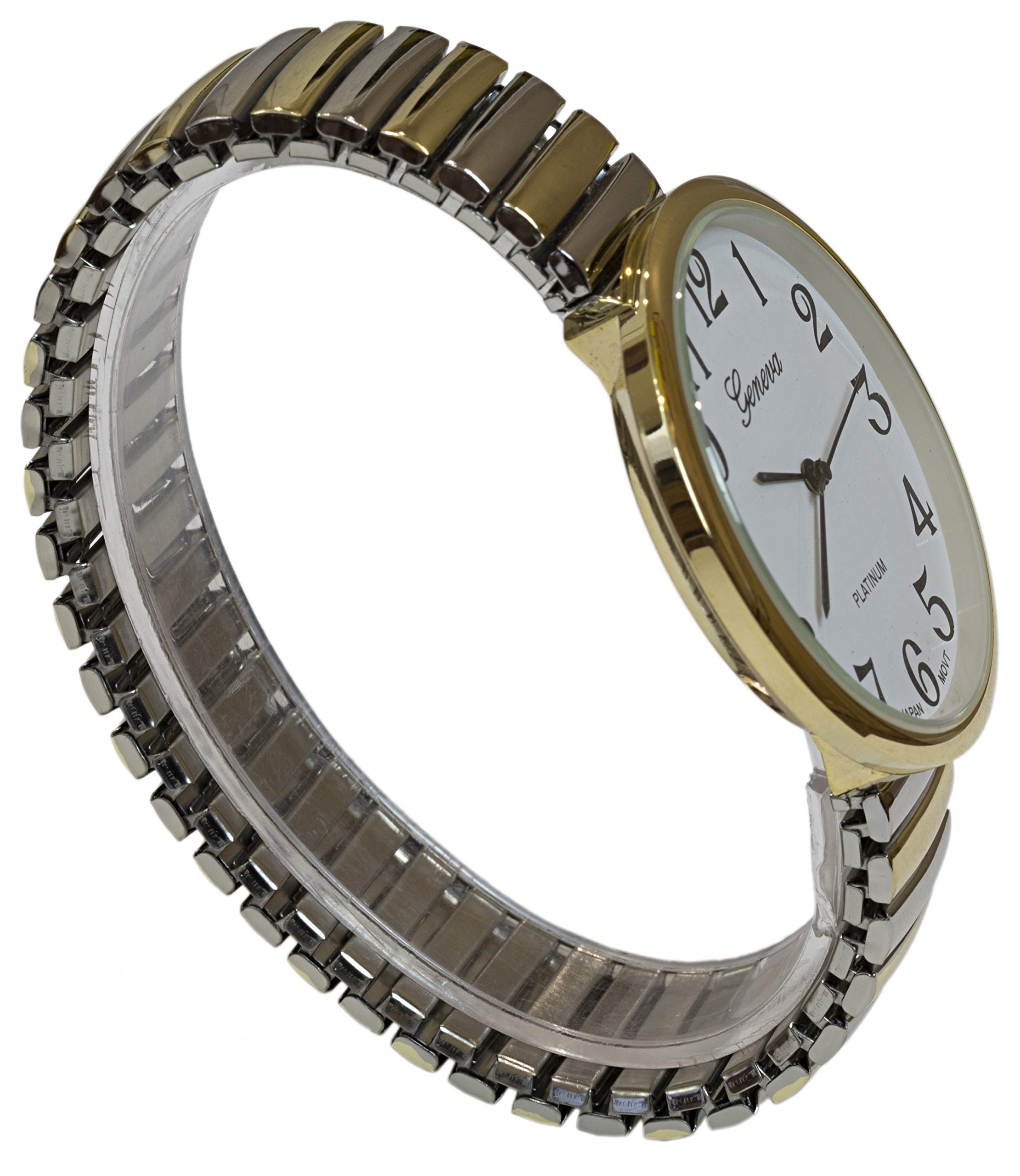 Super Large Face Easy to Read Two-Tone Stretch Band Watch