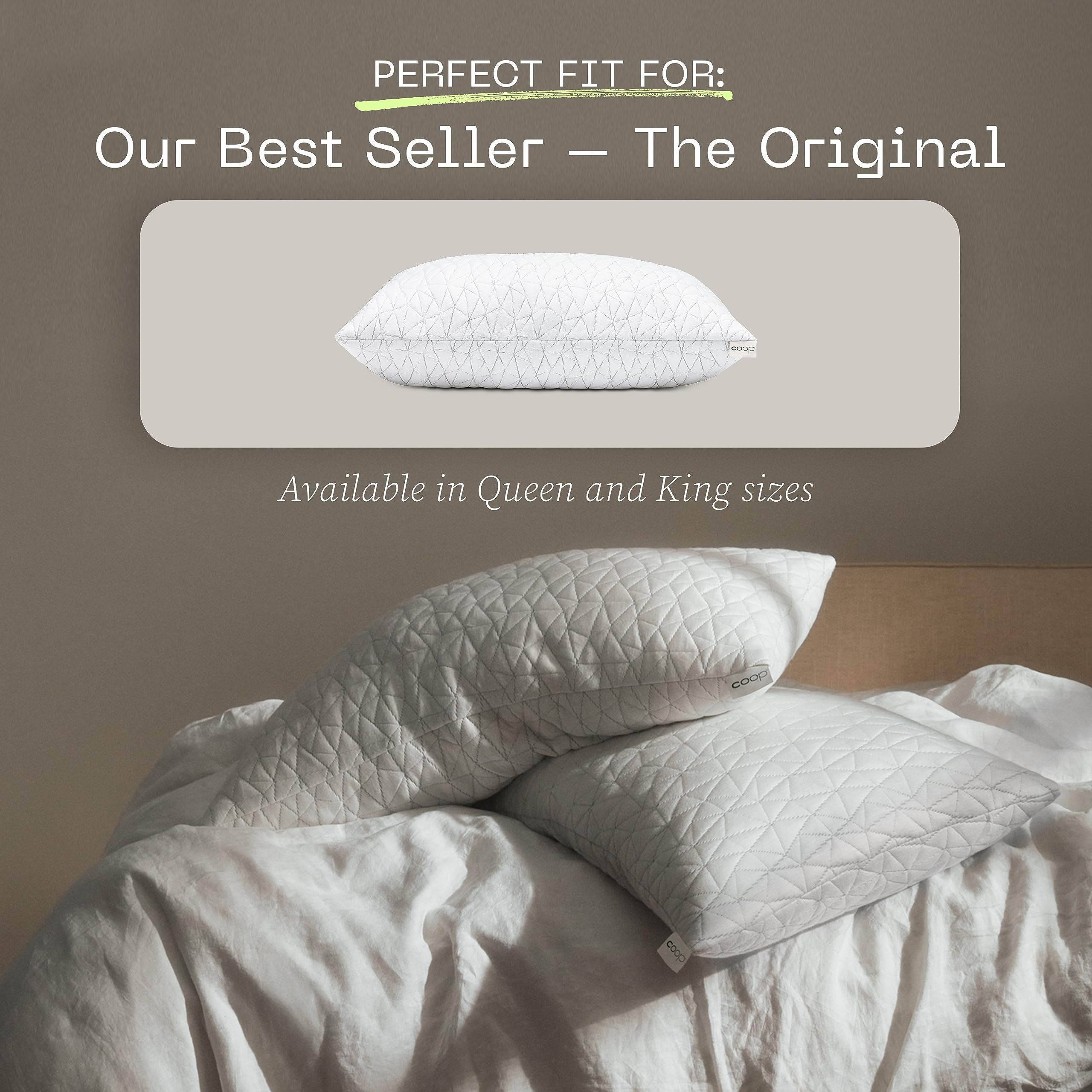 Coop Home Goods Original Pillow Case, Queen Size Pillow Case for Memory Foam Pillows, Breathable Ultra Soft Lulltra Fabric Cover with Zipper, Polyester/Rayon